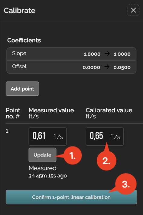 Calibration of velocity measurements – Consibio Customer Portal